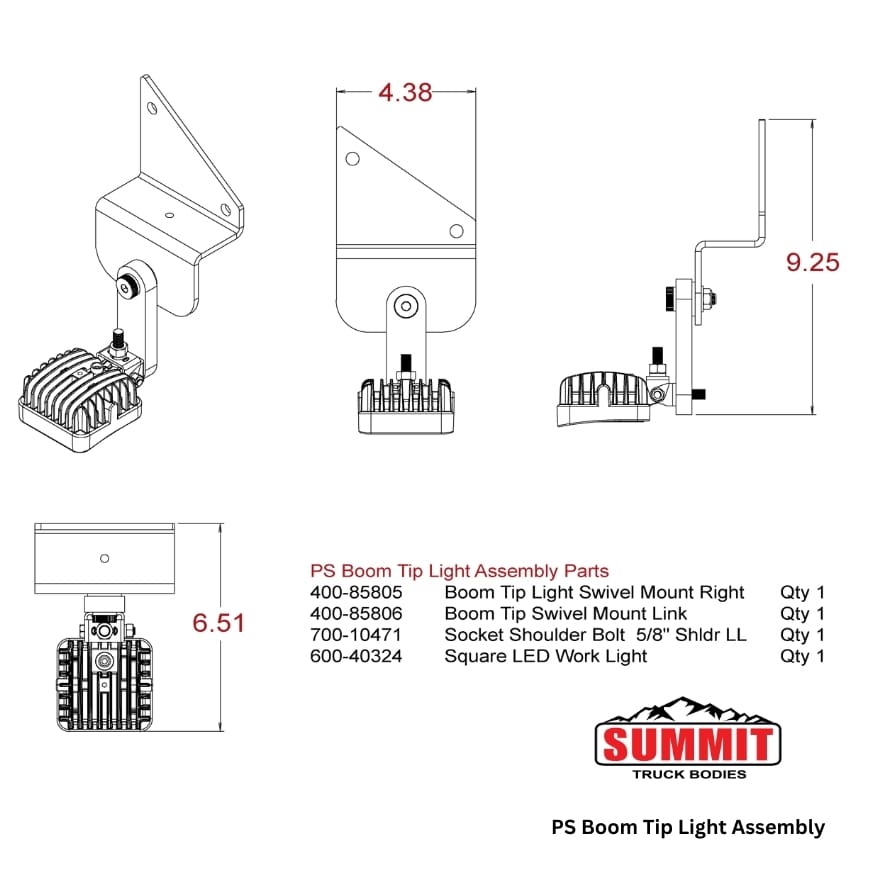 Square LED Work Light - Summit Truck Bodies